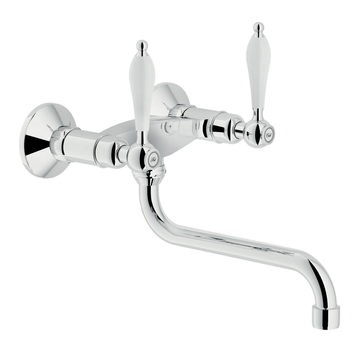 Nobili Antica Wall Mounted Kitchen Tap in Polished Chrome with Dual Le ...