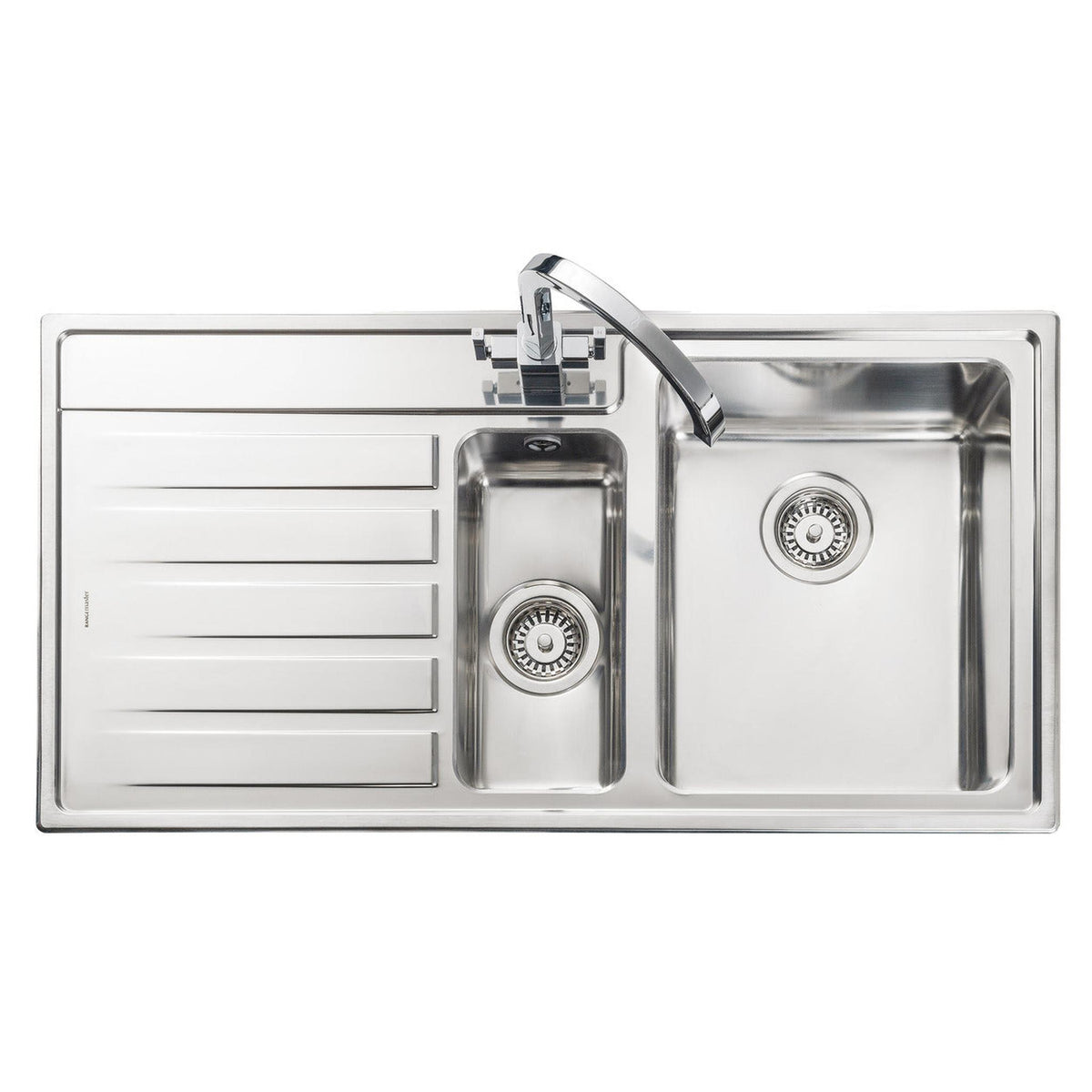 Rangemaster Rockford 1.5 Bowl Inset Kitchen Sink & Drainer in Soft Bru ...